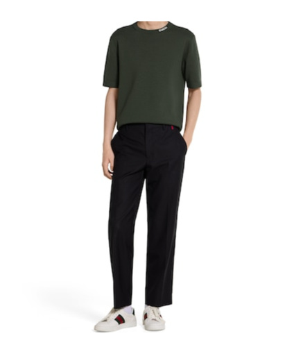 GUCCI Silk cotton knit T-shirt with intarsia
